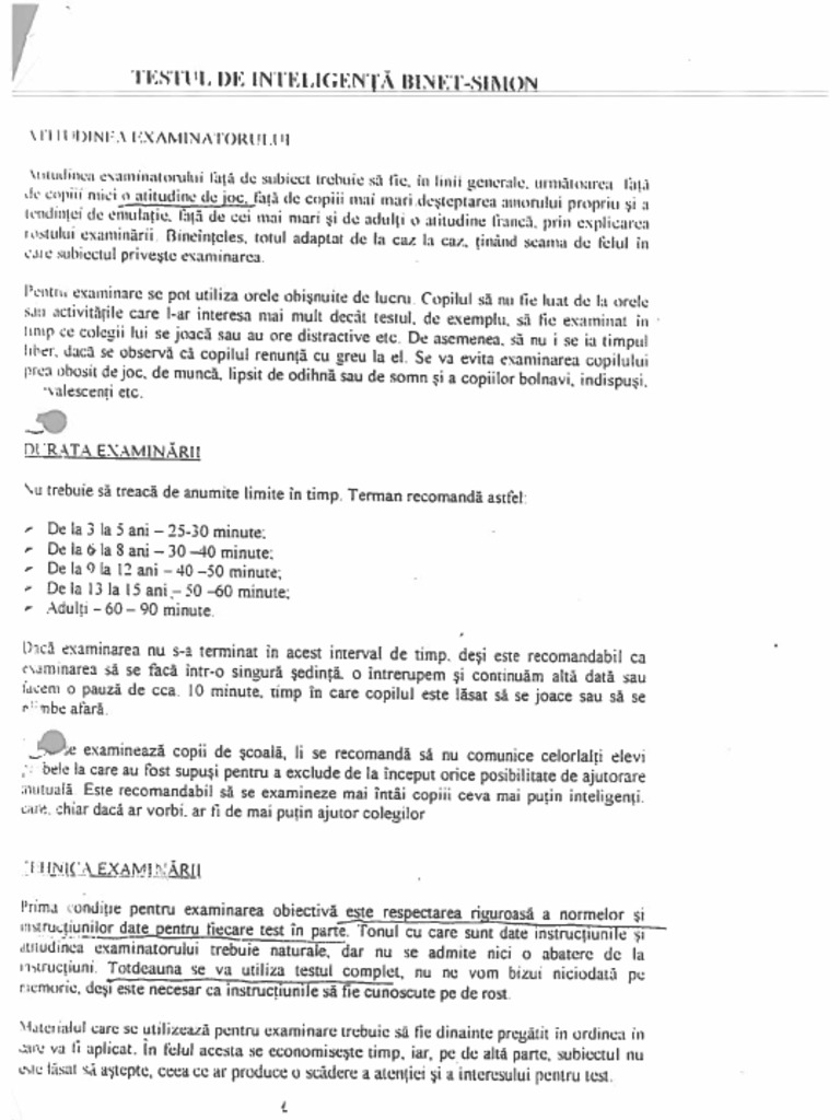 Test Inteligenta Binet Simon | PDF
