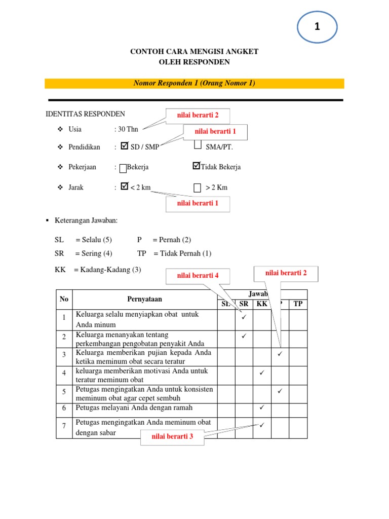 Contoh Cara Mengisi Angket | PDF