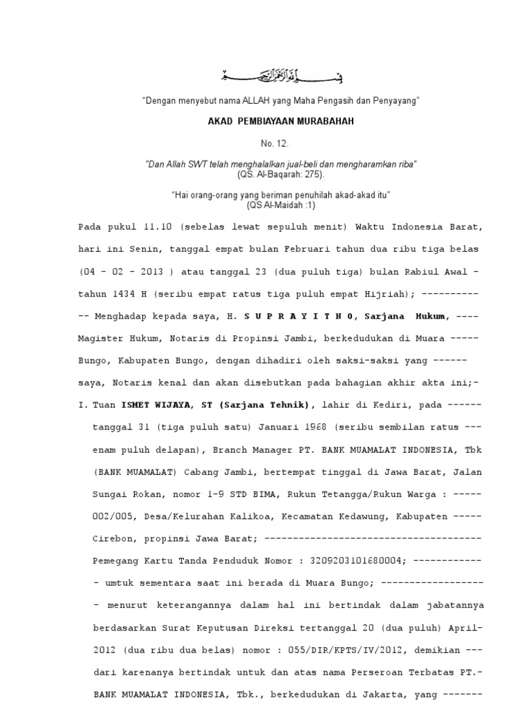 Akad Murabahah 2339 | PDF