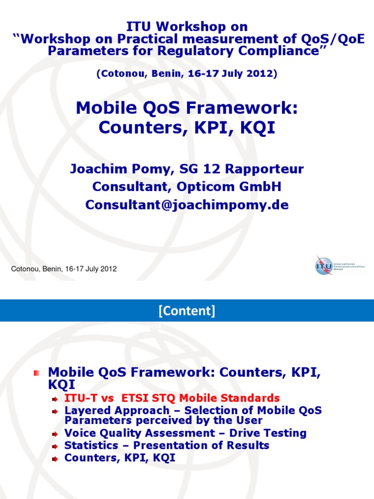 Mobile Qos Framework: Counters, Kpi, Kqi | PDF | Quality Of Service | Itu T