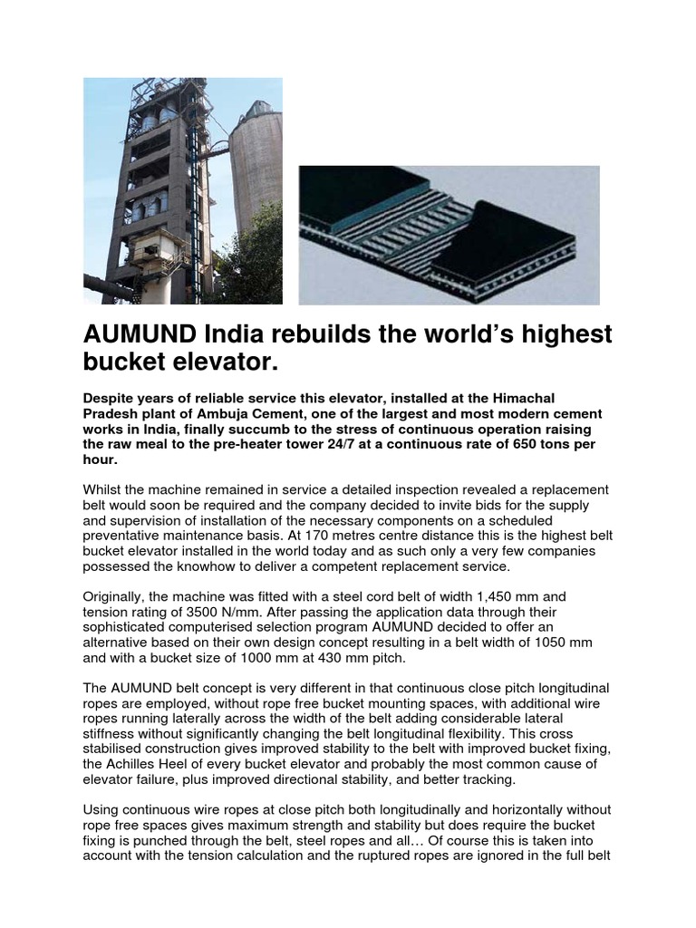 Aumund India Rebuilds The Worlds Hightest Bucket Elevator 6973726 ...