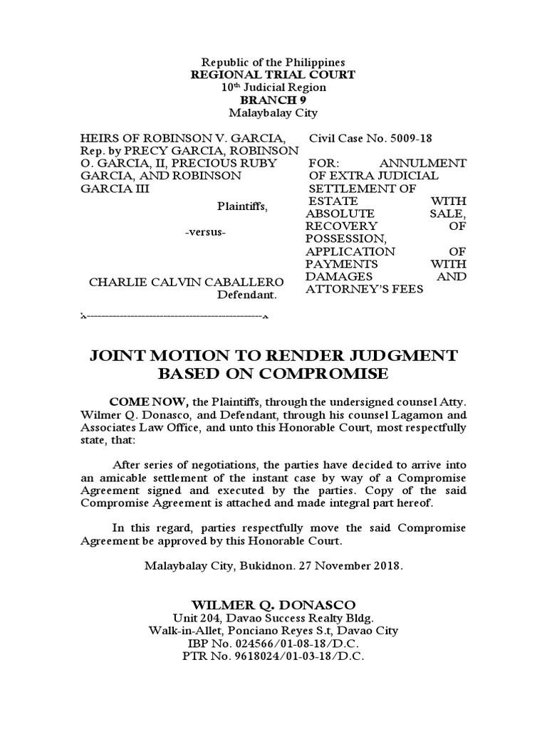 Motion To Render Judgment | PDF | Government | Justice