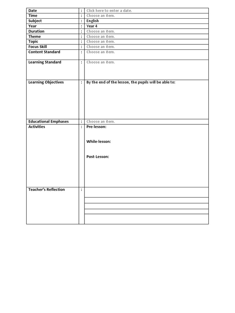 Year 4 Lesson Plan | PDF