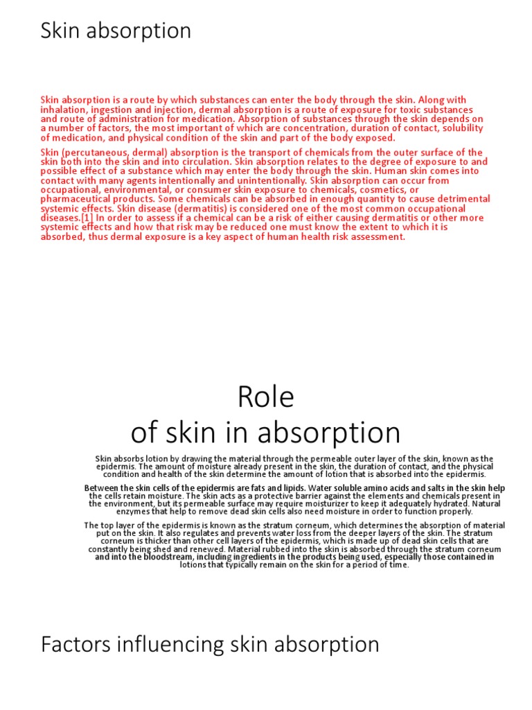 Absorption | PDF | Skin | Integumentary System