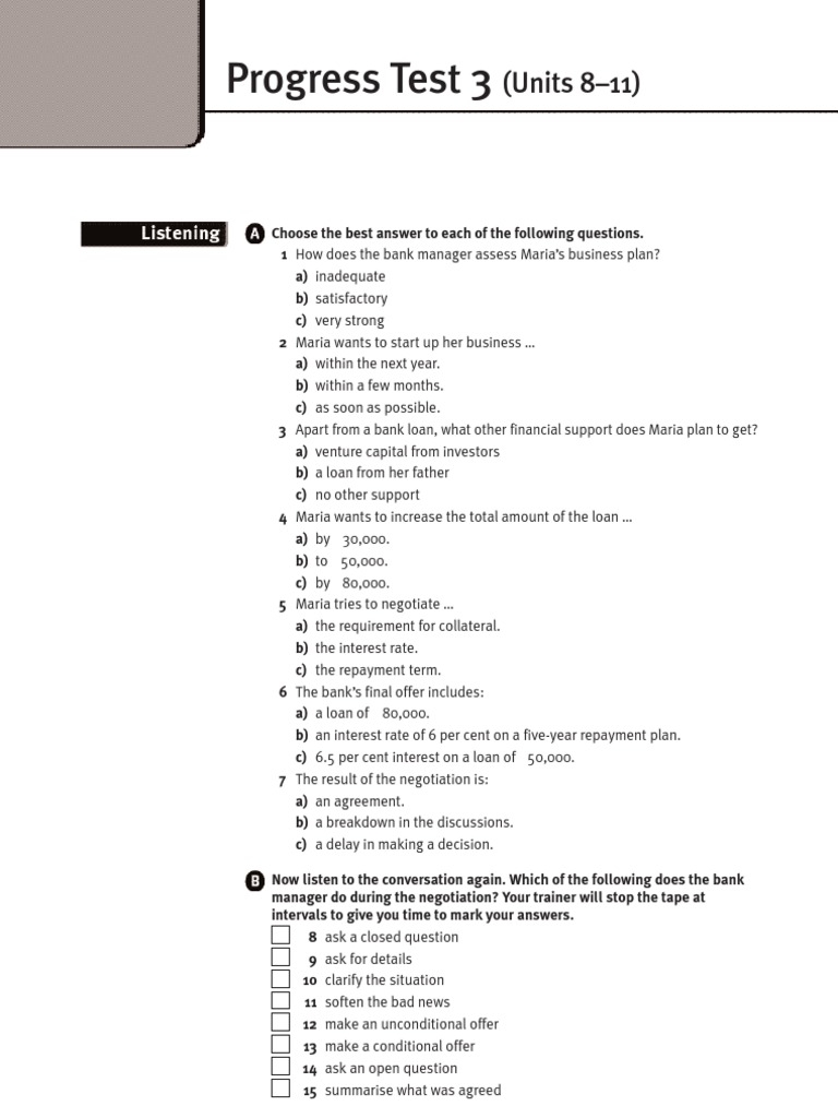 Progress Test 3 | PDF | Credit | Finance & Money Management