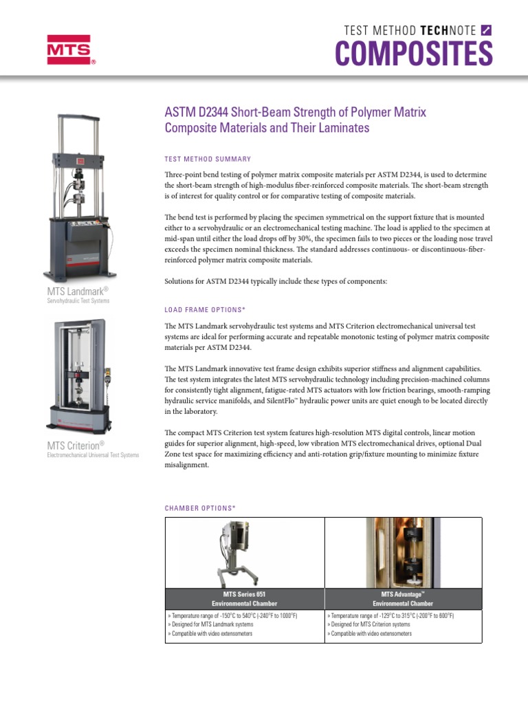 Mts - 4036654 ASTM D2344 Short-Beam Strength of Polymer Matrix | PDF ...
