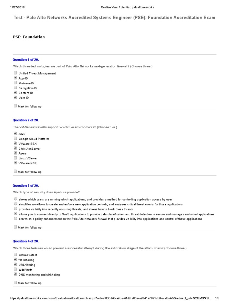Test - Palo Alto Networks Accredited Systems Engineer (PSE ...