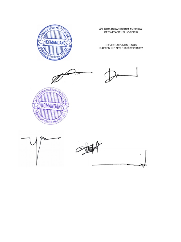 Tanda Tangan Danrem, Dandim, Cap Kodim TTD Pasi Pars | PDF