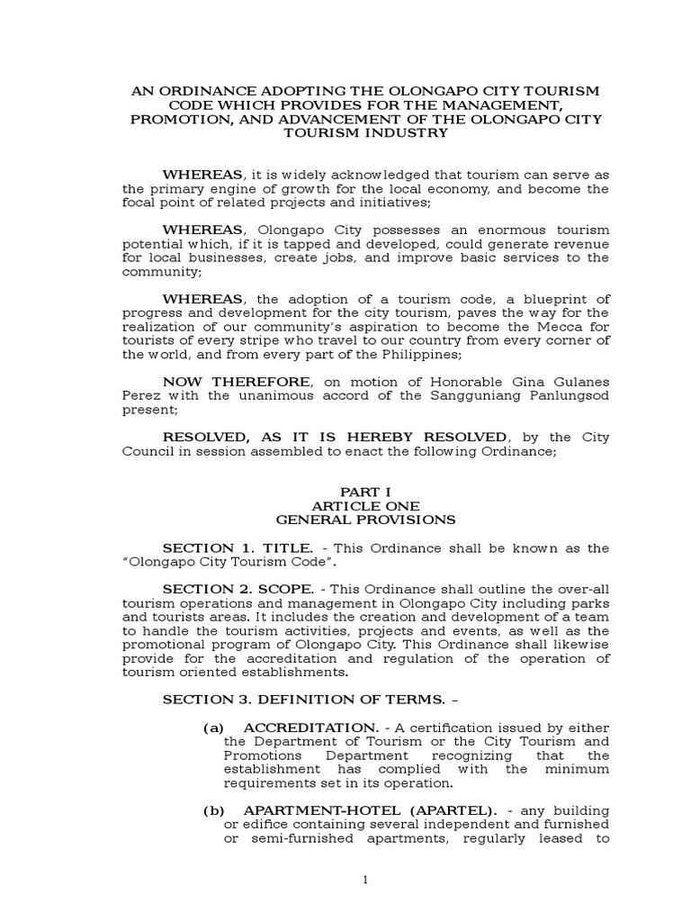 Olongapo City - Tourism Ordinance | PDF | Bathroom | Resort