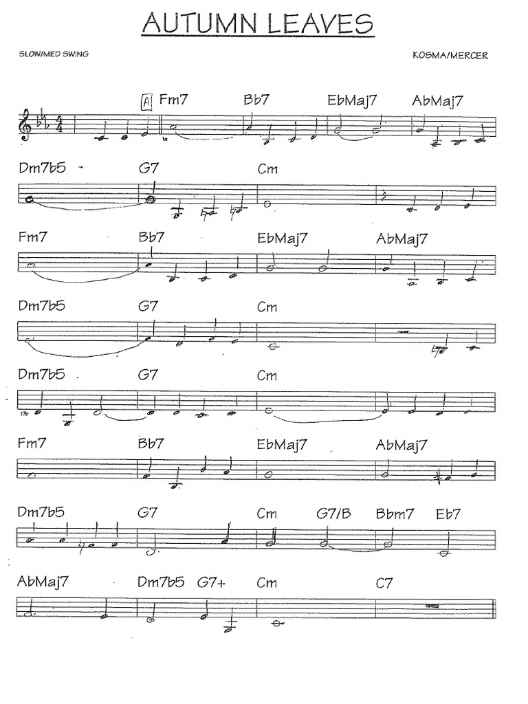 Autumn Leaves Lead Sheet Key C Minor | PDF