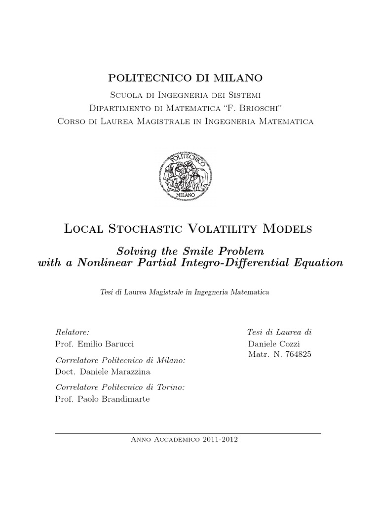 Local Stochastic Volatility Model | PDF