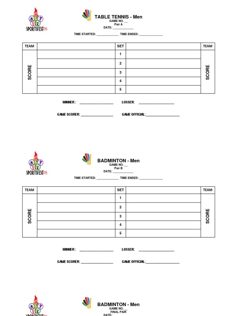 Table Tennis - Men: Team Team | PDF | Sports