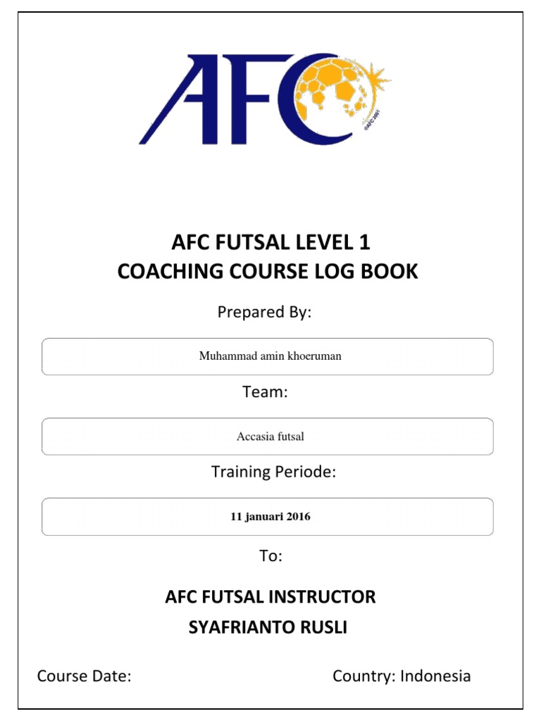 Afc Futsal Level 1 Log Book | PDF