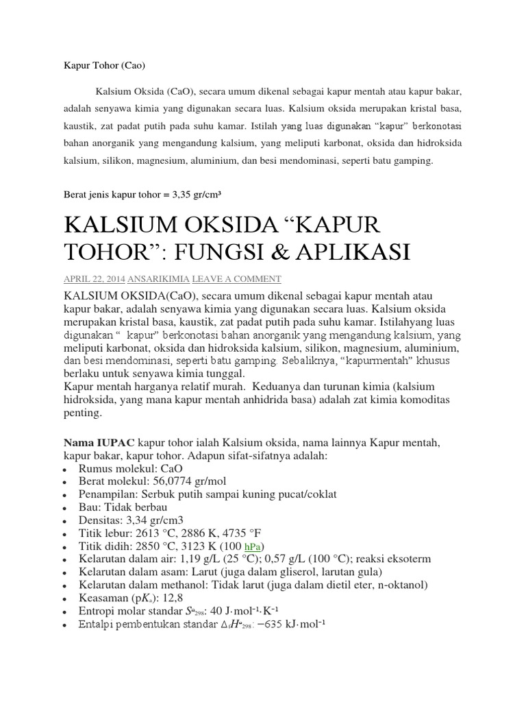 Kapur Tohor | PDF