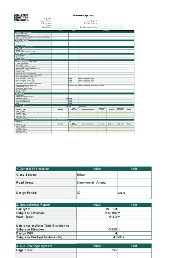 Pavement Design Values Report | PDF | Lane | Semi Trailer Truck