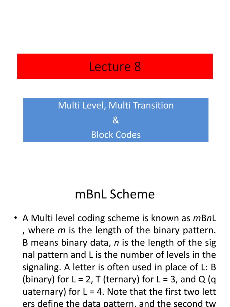 Multi Level, Multi Transition & Block Codes | PDF | Code | Computer Data