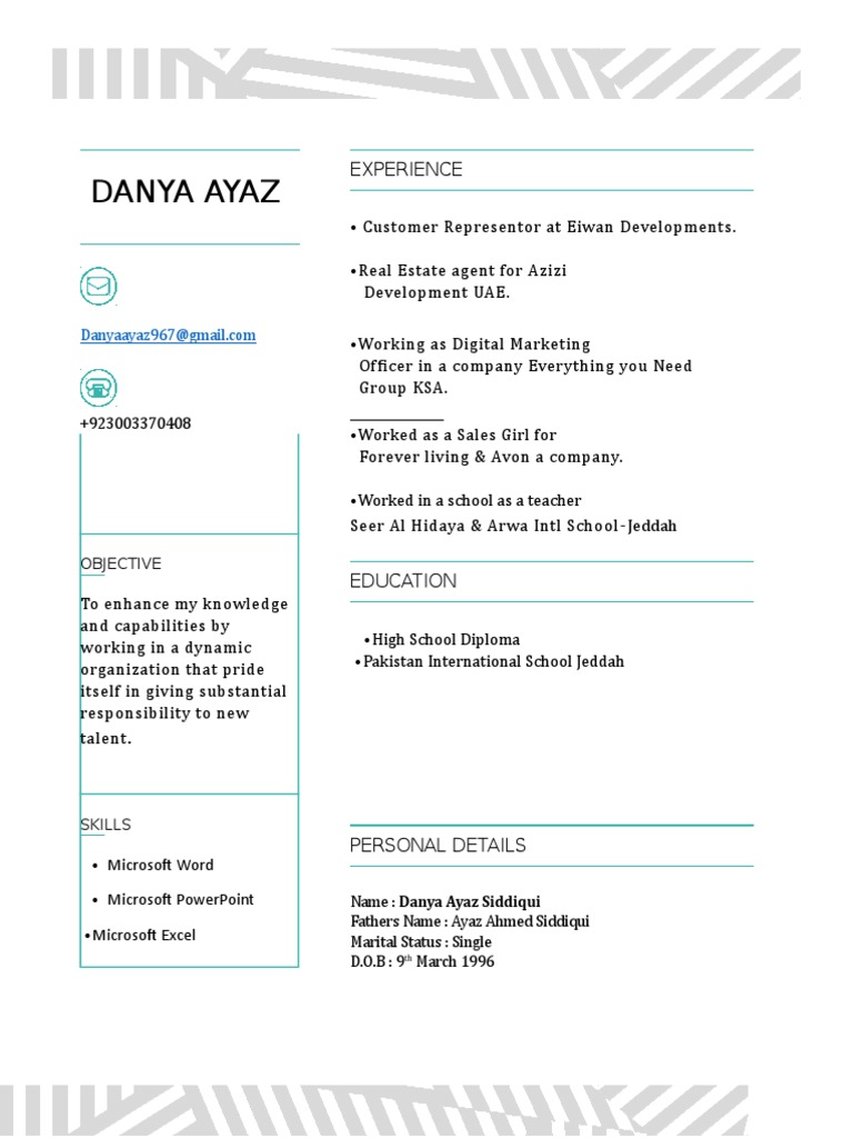 Rozee CV 10293094 Danya Ayaz | PDF