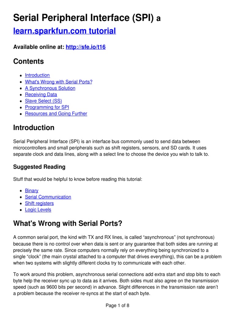 Serial Peripheral Interface (SPI) : Available Online at | PDF | Areas Of Computer Science ...