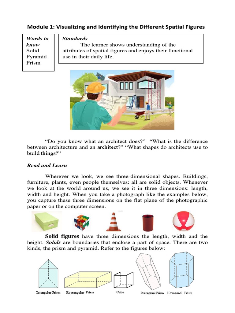 Module 1 Visualizing and Identifying The | PDF | Geometric Shapes ...