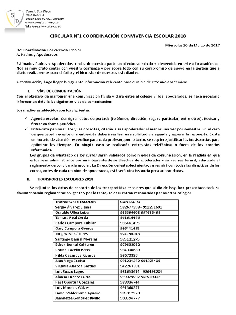 Circular N1 | PDF | Calendario