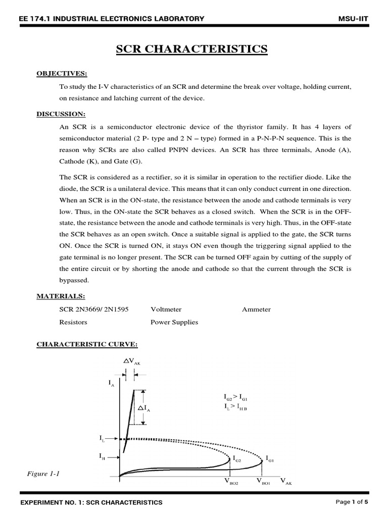 Lab 1 SCR Characteristic v2 | PDF | Power Electronics | Electromagnetism