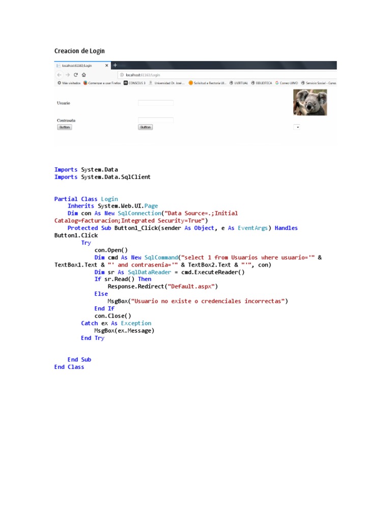 Login System Implementation in VB.NET | PDF | Computers