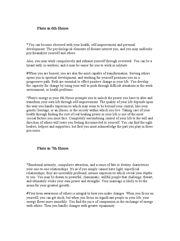 Pluto in 6th House | PDF | Experience | Metaphysics Of Mind