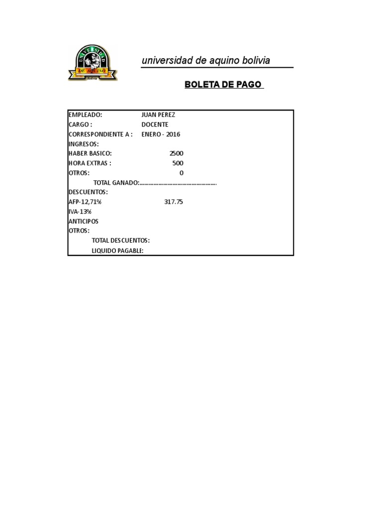 Boleta de Pago Udabol | PDF | Crecimiento personal y profesional ...