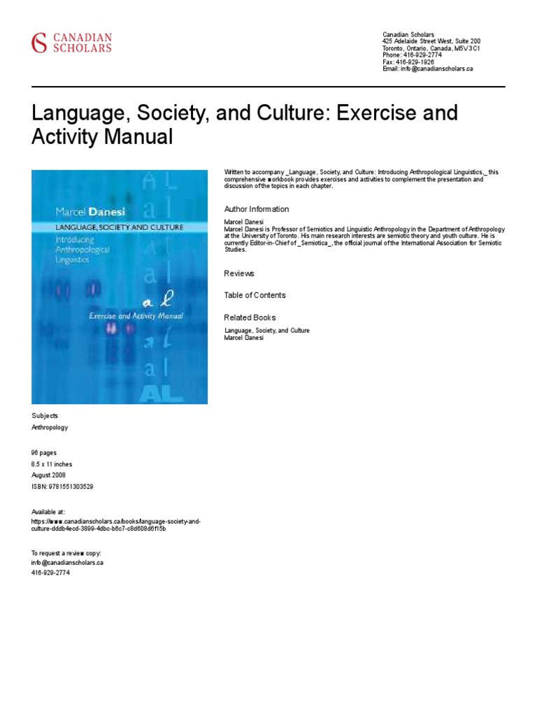 Language, Society, and Culture - Exercise and Activity Manual | PDF ...