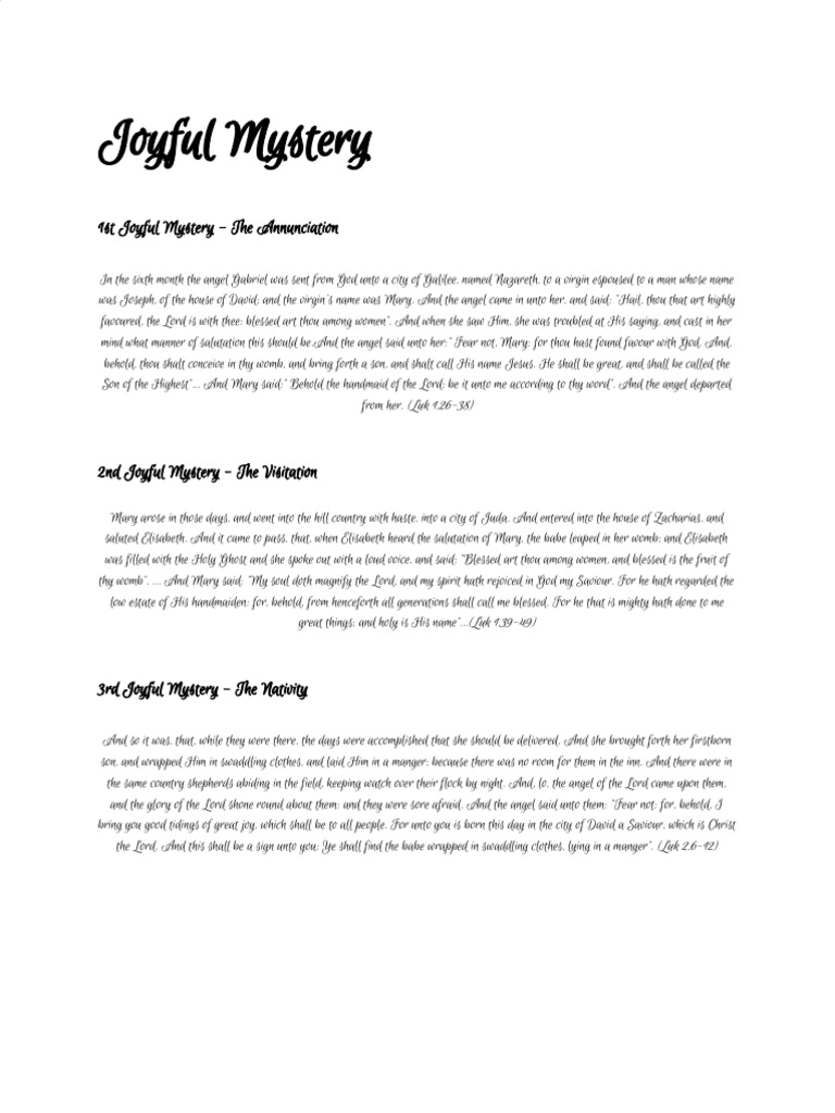 Joyful Mystery Joyful Mystery: 1st Joyful Mystery - The Annunciation ...