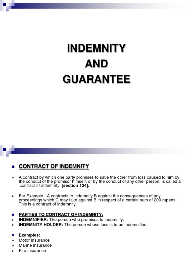 Indemnity vs. Guarantee Explained | PDF | Guarantee | Law Of Agency