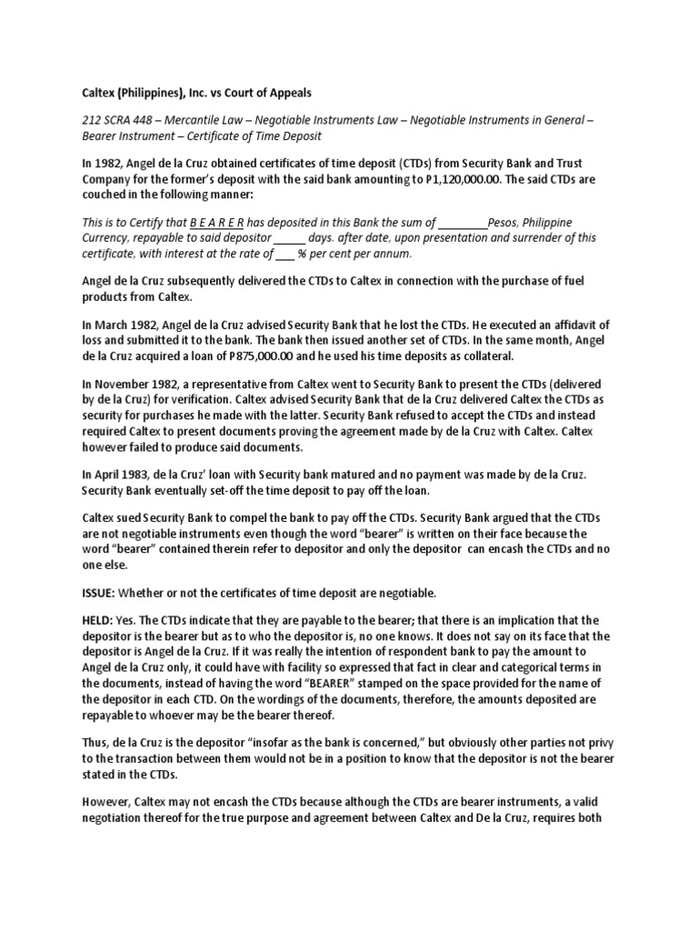 Caltex (Philippines), Inc. Vs Court of Appeals | PDF | Money Order ...