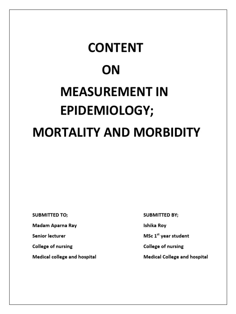 Measuring Disease Burden: An Introduction to Mortality and Morbidity ...