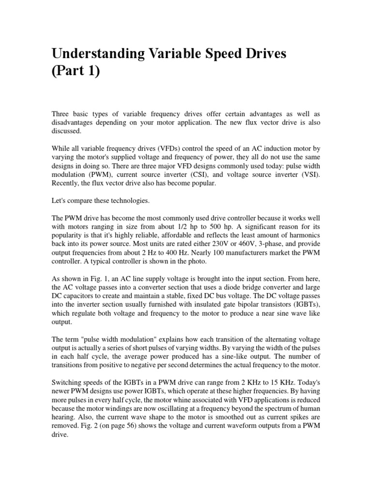 Understanding Variable Speed Drives (Part 1) | PDF | Power Inverter ...