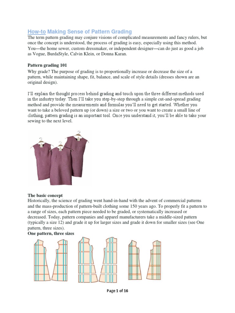 How-To Making Sense of Pattern Grading | PDF | Waist | Clothing