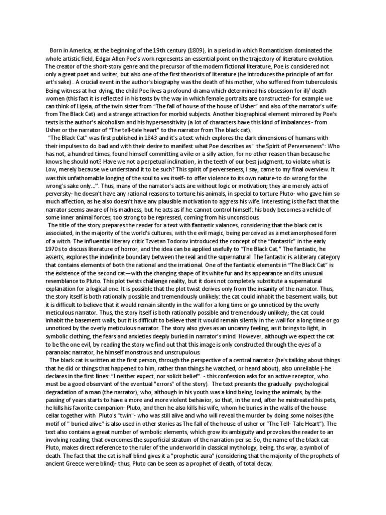 The Black Cat | PDF | Edgar Allan Poe