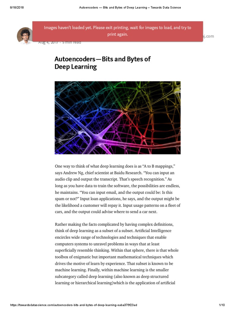Autoencoders Bits And Bytes Of Deep Learning Towards Data Science Pdf Data Compression 