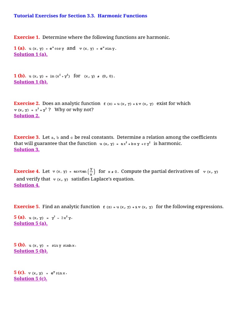 Harmonic Functions | PDF | Function (Mathematics) | Complex Number