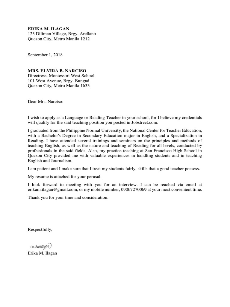 Application Letter Sample | PDF