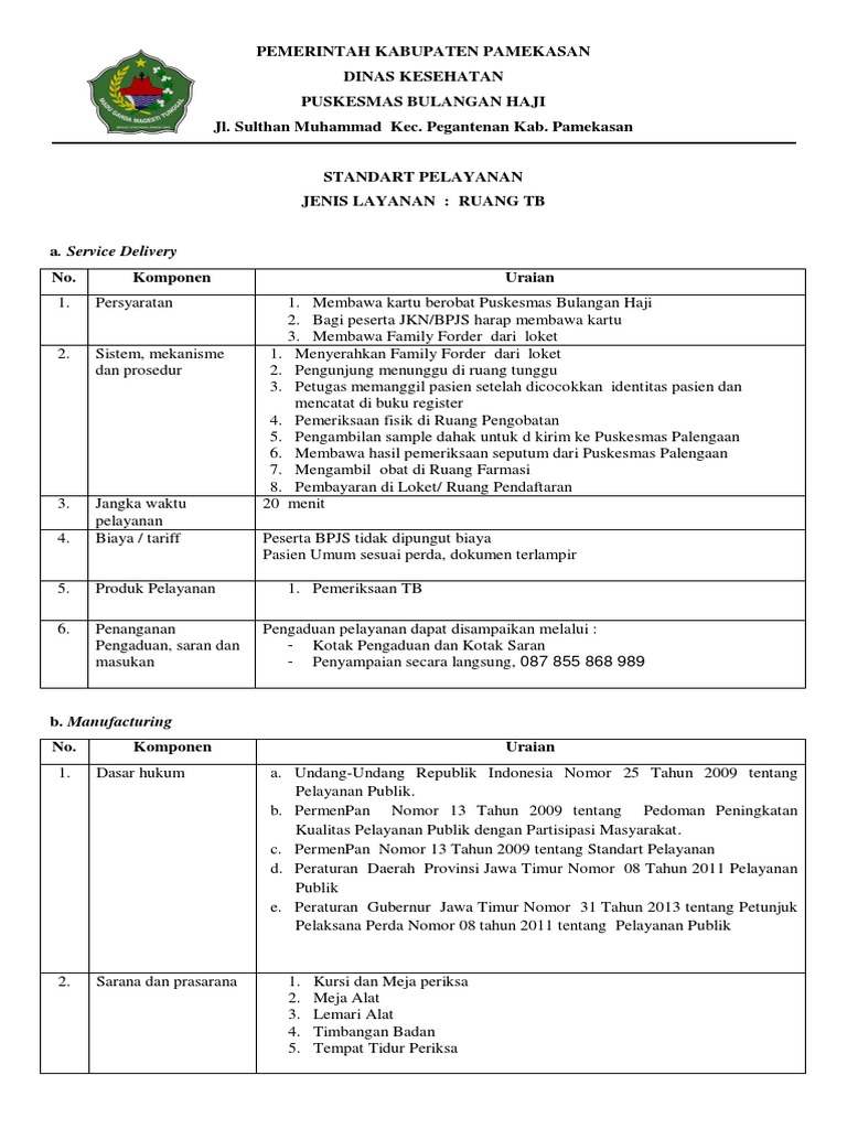 Panduan Layanan TB Puskesmas | PDF