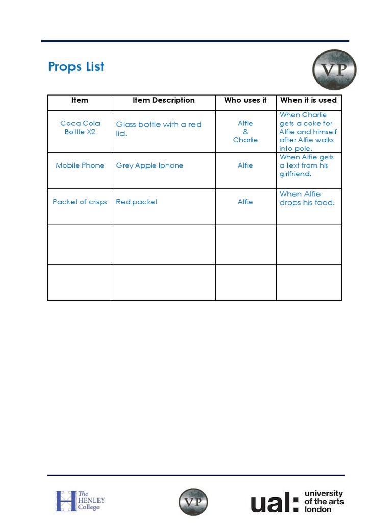 Props List | PDF
