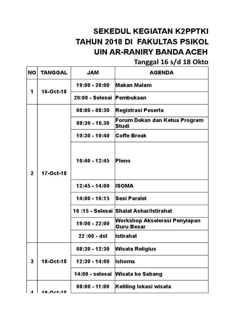 Schedule Acara | PDF