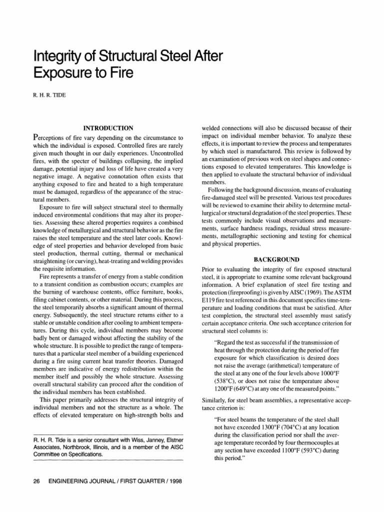 Integrity of Structural Steel After Exposure To Fire | PDF | Buckling ...