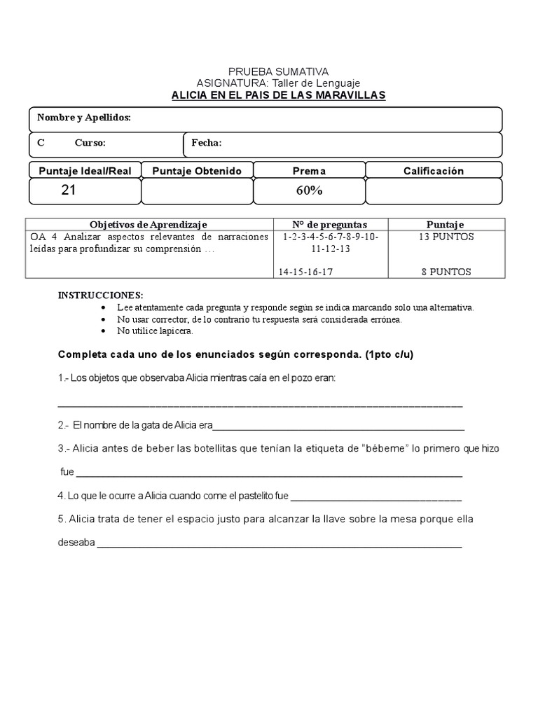 Alicia en El Pais de Las Maravillas | PDF | Las aventuras de Alicia en ...