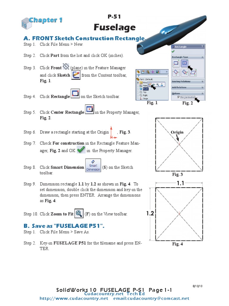 Fuselage: A. FRONT Sketch Construction Rectangle | PDF | Control Key ...