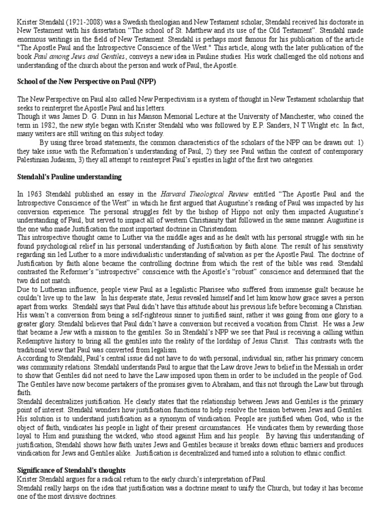 School of The New Perspective On Paul (NPP) | PDF | Paul The Apostle | Justification (Theology)