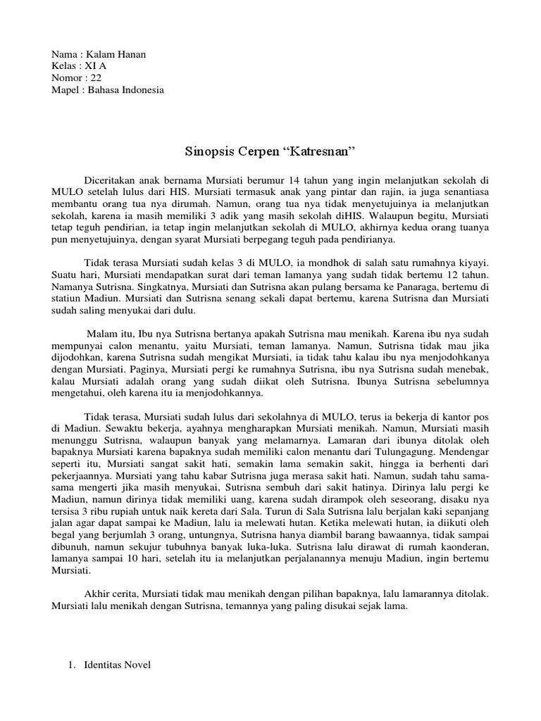 Sinopsis Cerpen | PDF