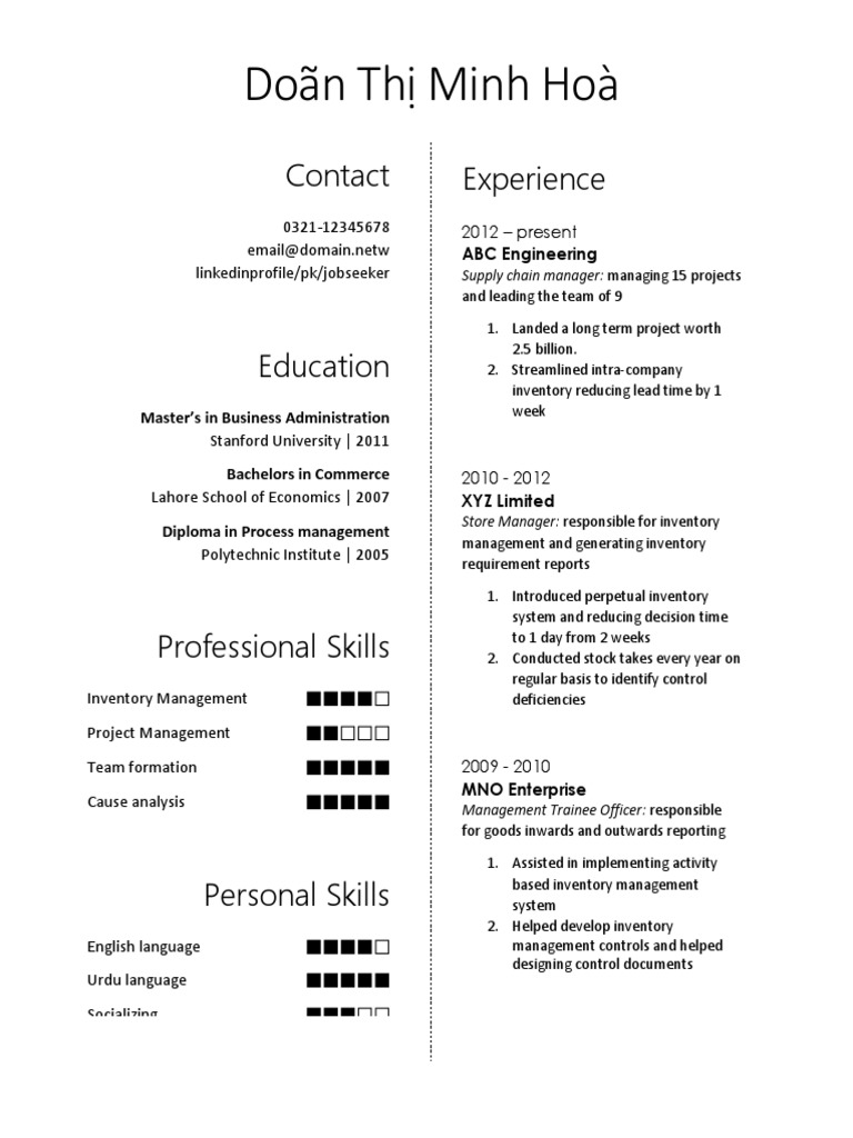 Simple Elegant CV Template | PDF | Inventory | Business