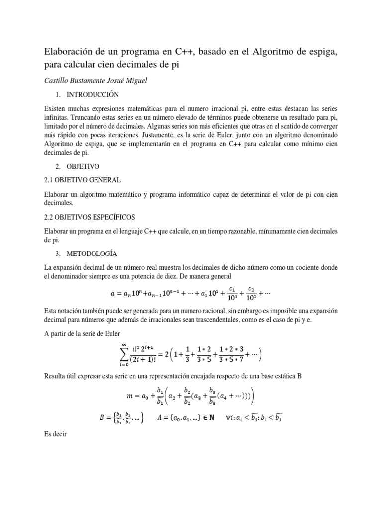 Informe Calculo de Pi | PDF | Pi | C