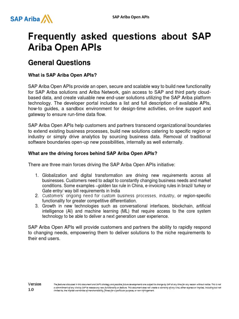 SAP Ariba Open APIs Overview | PDF | Application Programming Interface ...